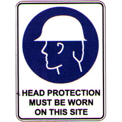 Plastic Picto Head Protection SITE Sign - B-PROTECTED